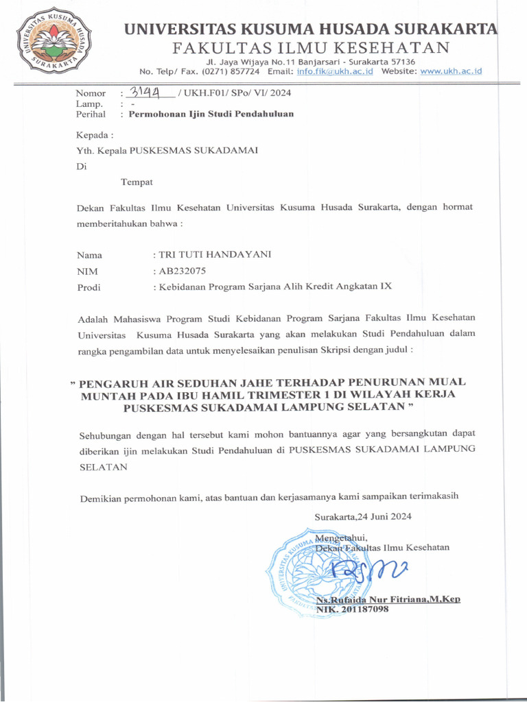 Form Ijin Pendahuluan | PDF