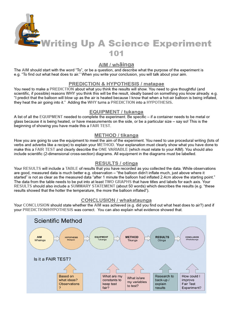 Writing Up A Science Experiment 101 Incl Te Reo | PDF | Experiment | Heat