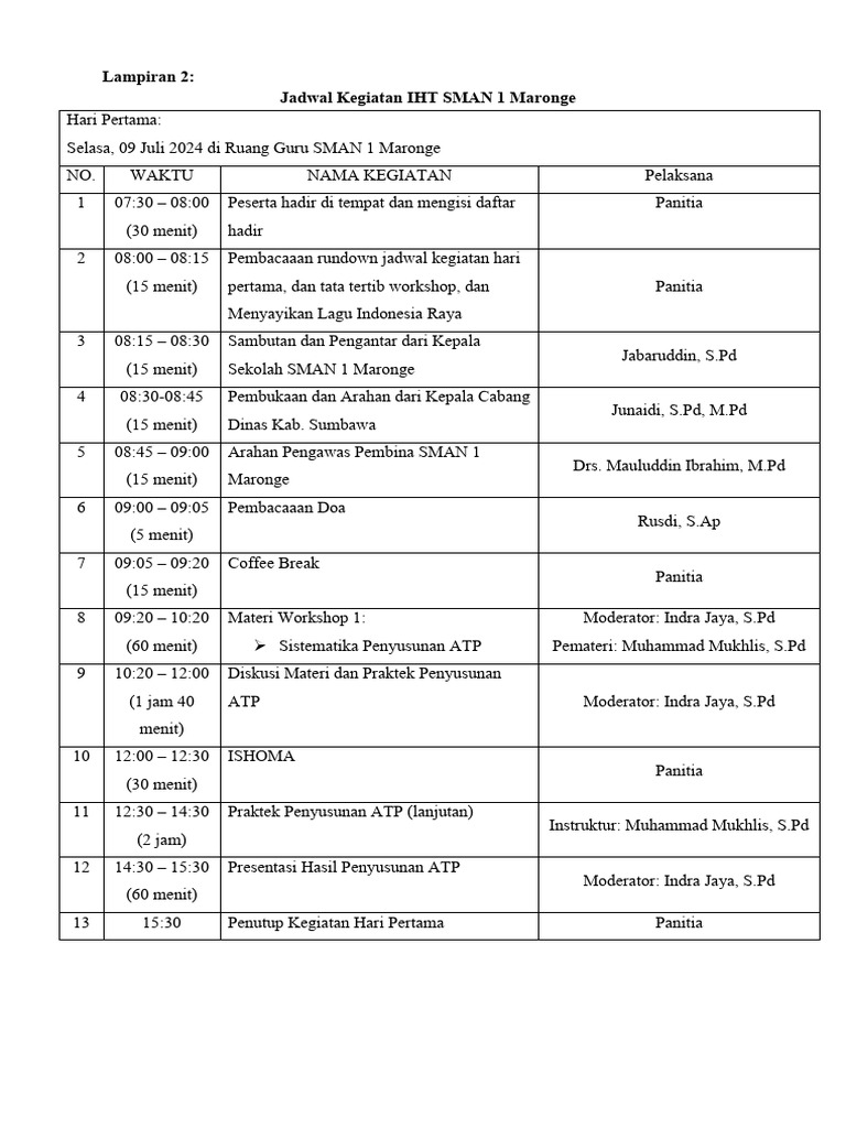 Jadwal IHT | PDF