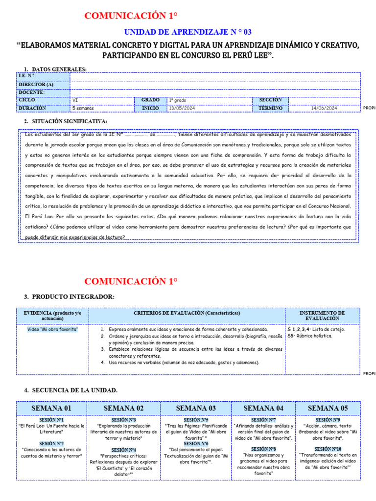 Unidad Didáctica #3 - Comunicación - 1ro | PDF | Aprendizaje | Comunicación