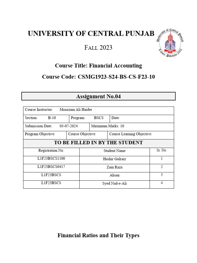 Financial Ratios and Their Types Hashir | PDF | Debt | Equity (Finance)