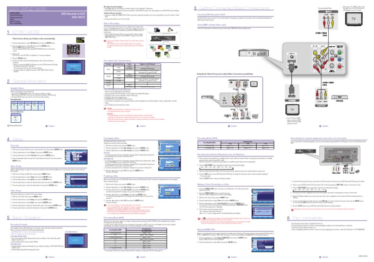 Samsung DVD-VR375 Connection Guide | PDF | Videocassette Recorder | Dvd