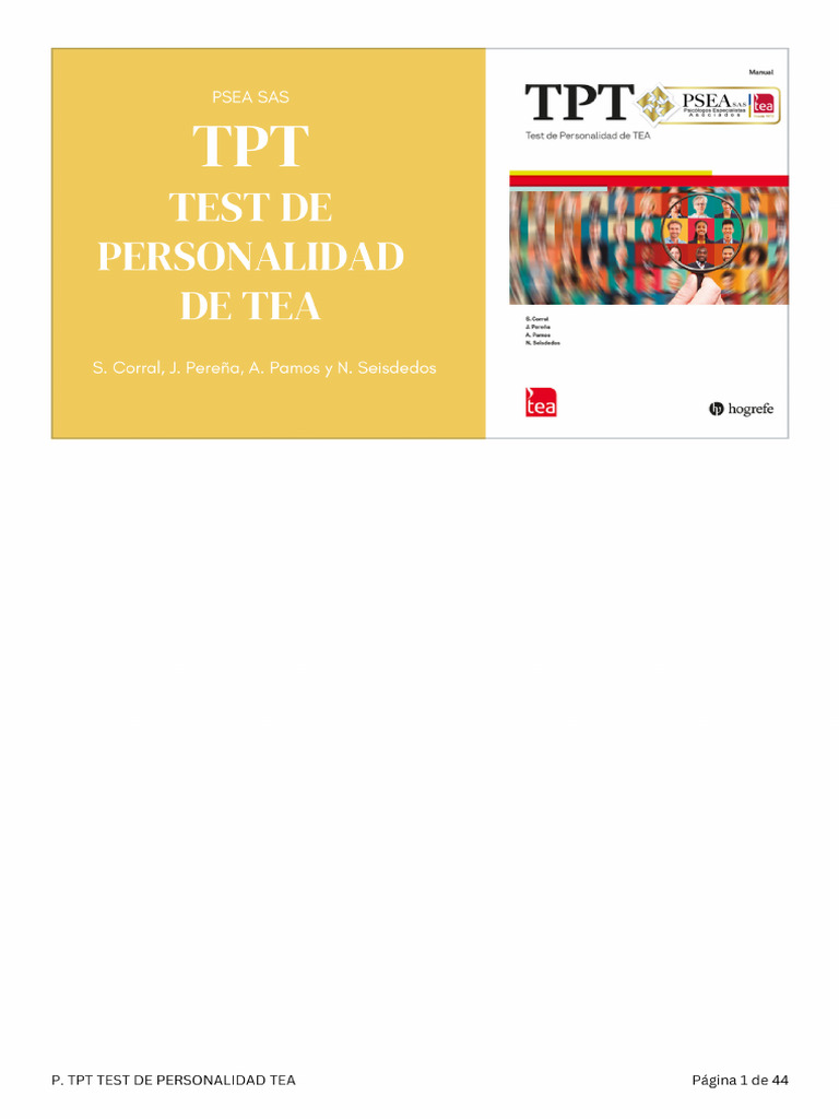 P. TPT Test de Personalidad Tea | PDF