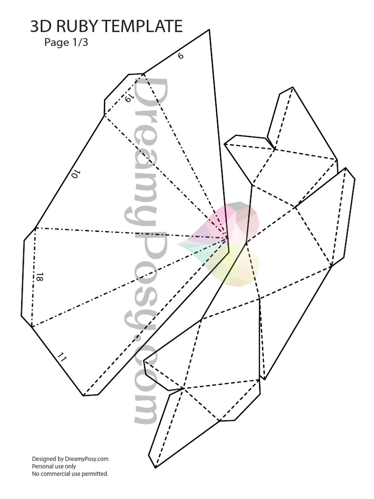 3D Ruby Paper Gems Template | PDF
