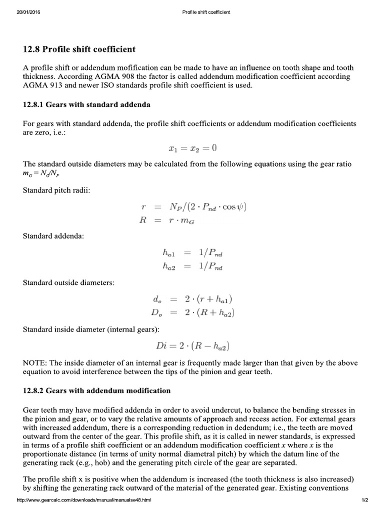 Profile Shift Coefficient | PDF
