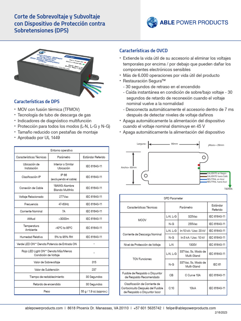 Able Ovcd Spd Spec Sheet Spanish | Descargar gratis PDF | Ingenieria ...