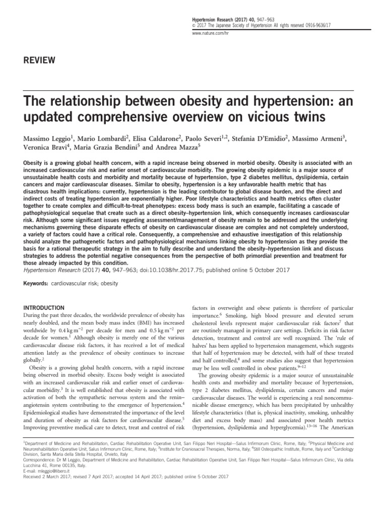 The relationship between obesity and hypertension | PDF | Obesity ... The relationship between obesity and hypertension | PDF | Obesity ...