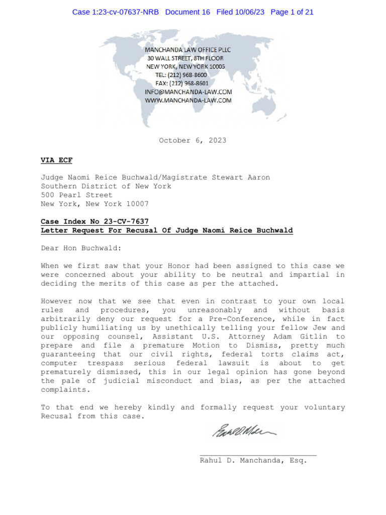 Legal Recusal Request in Bias Case | PDF | Complaint | Lawsuit