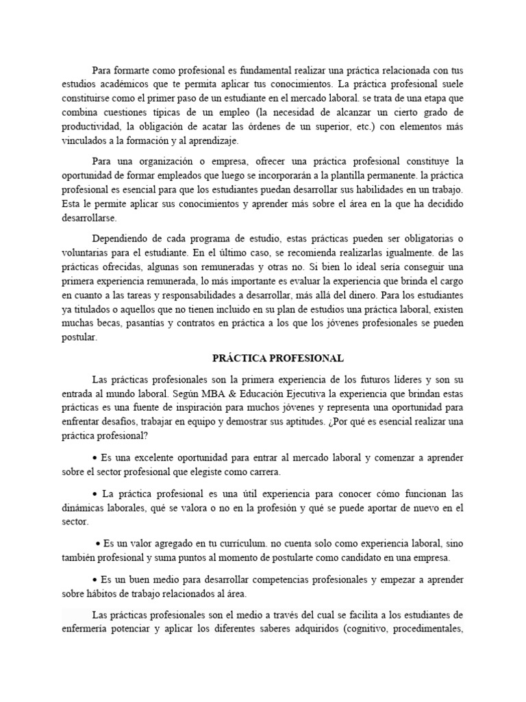 Para Formarte Como Profesional Es Fundamental Realizar Una Práctica ...