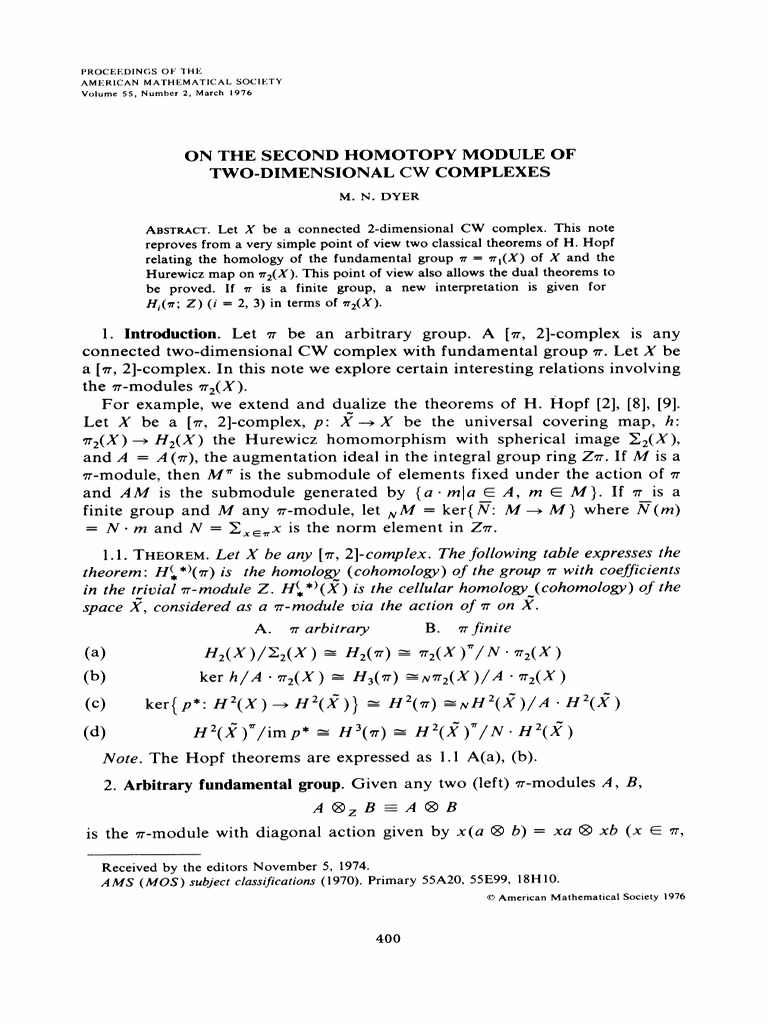 On The Second Homotopy Module of Two-Dimensional CW Complexes | PDF ...