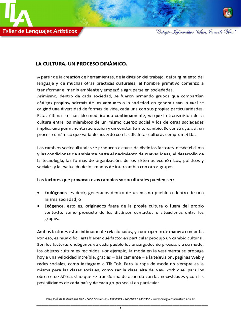 La Cultura, Un Proceso Dinámico | PDF | Sociedad | Ideologías