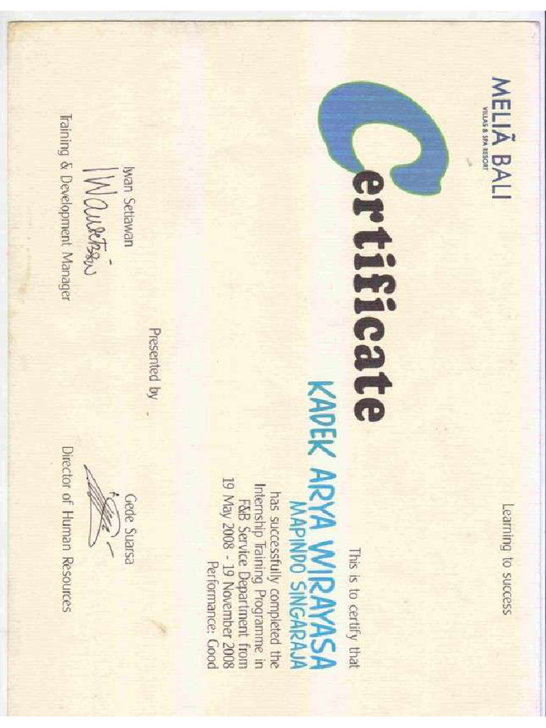 Work Certicate | PDF