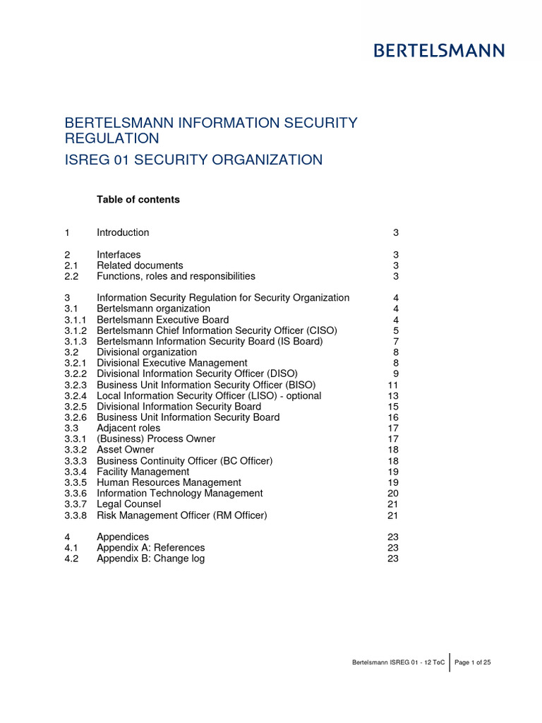 Bertelsmann ISREG 01 - 12 ToC | PDF | Information Security | Risk