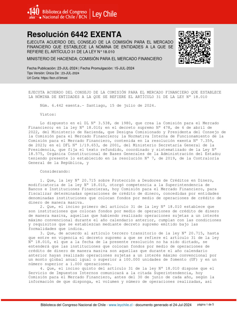 Resolucion 6442 EXENTA - 23 JUL 2024 | PDF | Comisión Europea | Gobierno