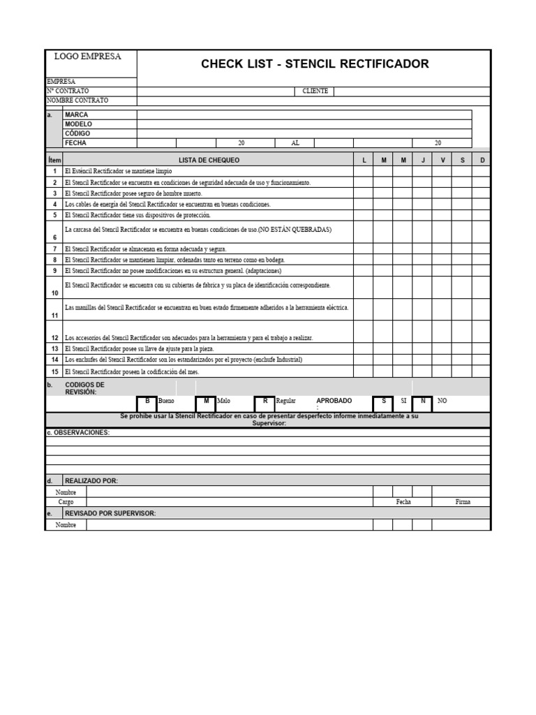 Check List Stencil | PDF