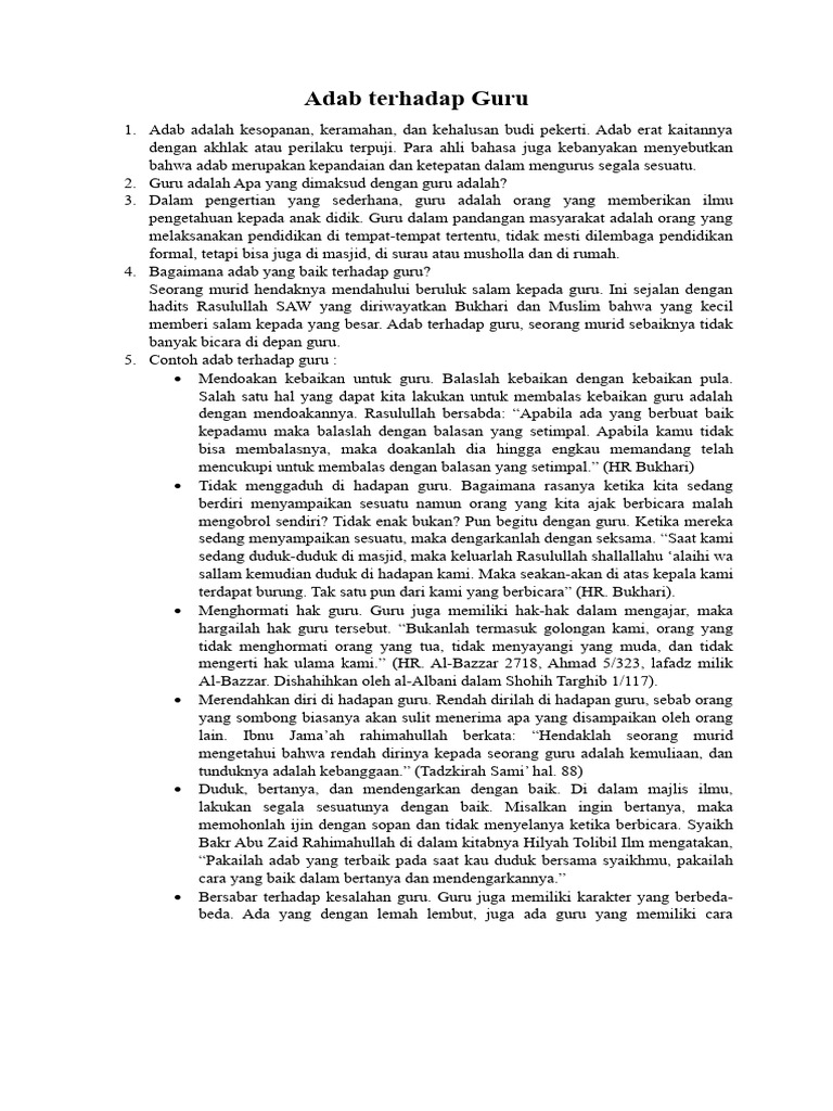 Materi Adab Terhadap Guru | PDF