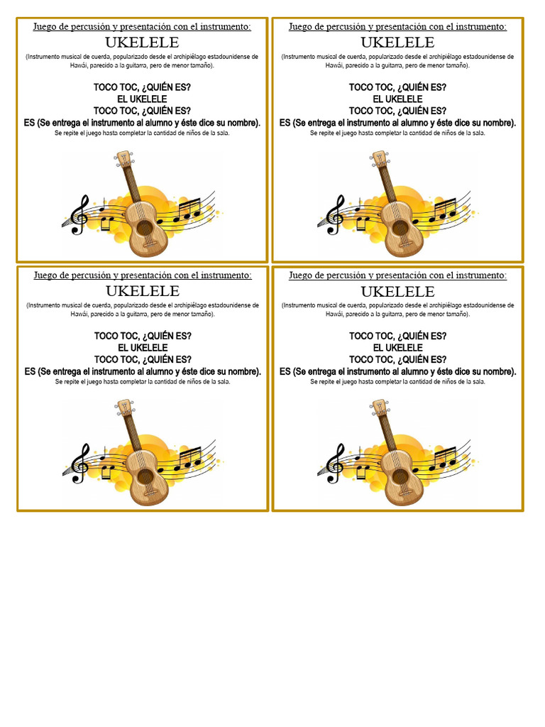 Canción Ukelele para Cuaderno | PDF | Guitarras | Instrumentos musicales