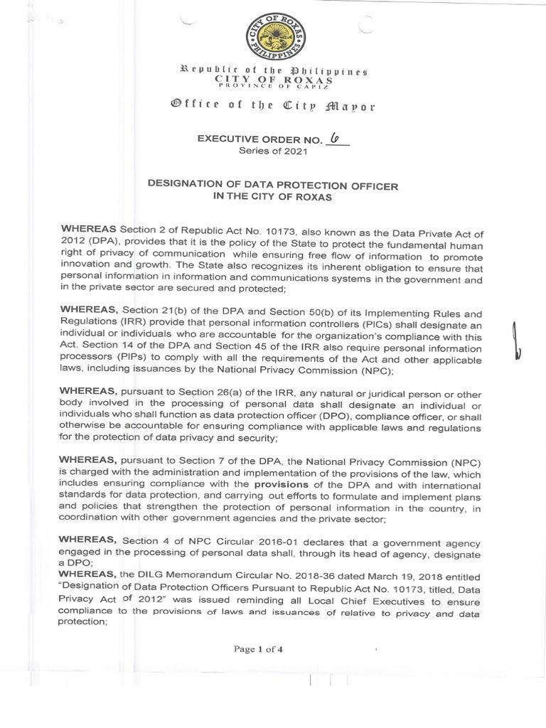EXECUTIVE ORDER NO. 6 S 2021 | PDF