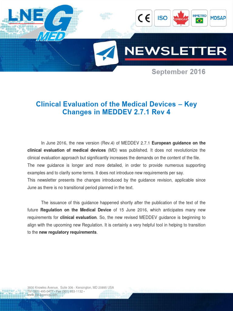 LNE GMED.2016 09 - Clinical Evaluation of The Medical Devices - Key ...