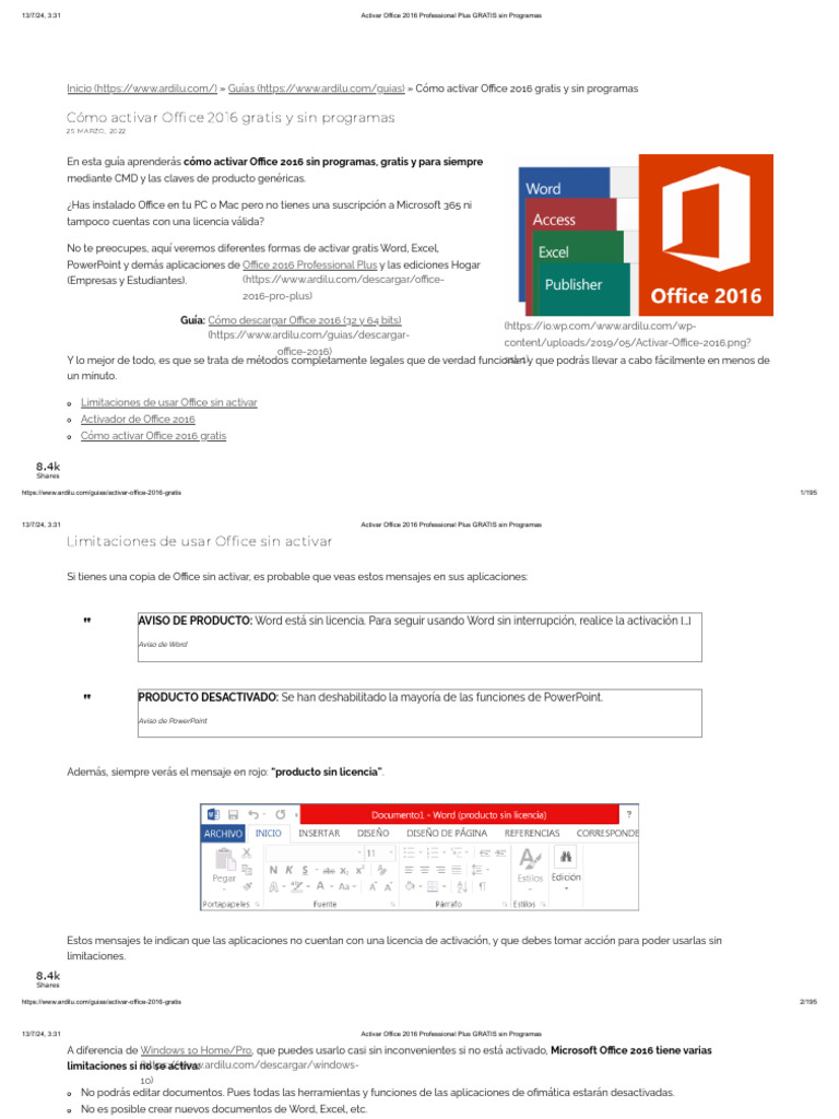 Activar Office 2016 Professional Plus GRATIS Sin Programas | PDF | Microsoft Office | Microsoft