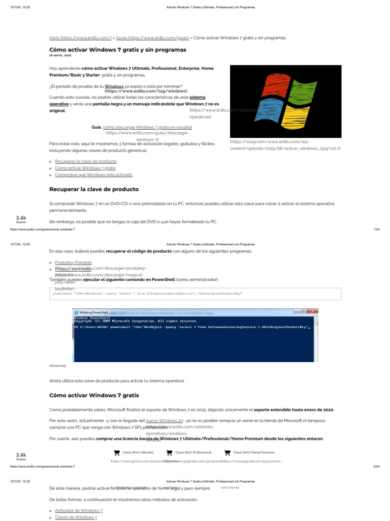 Activar Windows 7 Gratis (Ultimate, Professional) Sin Programas | PDF | Windows 7 | Microsoft ...