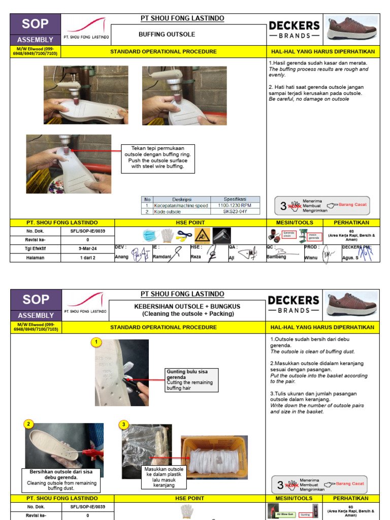 SOP for Buffing and Cleaning Outsoles | PDF