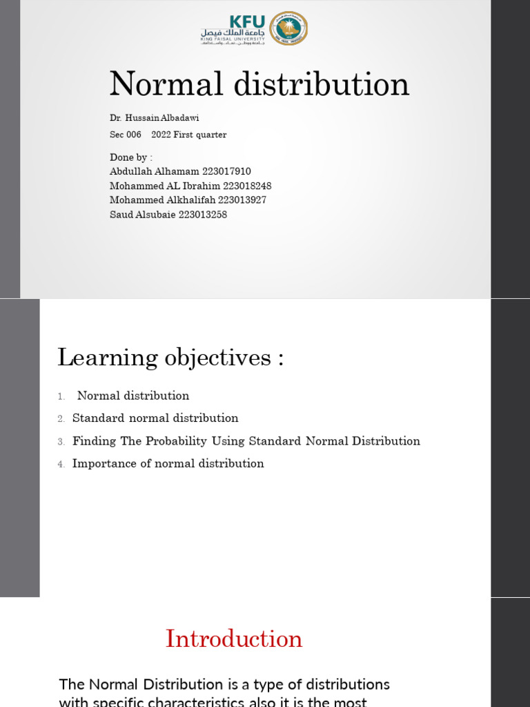 Biostatistics Presentation Normal Distribution | PDF | Normal Distribution | Probability ...