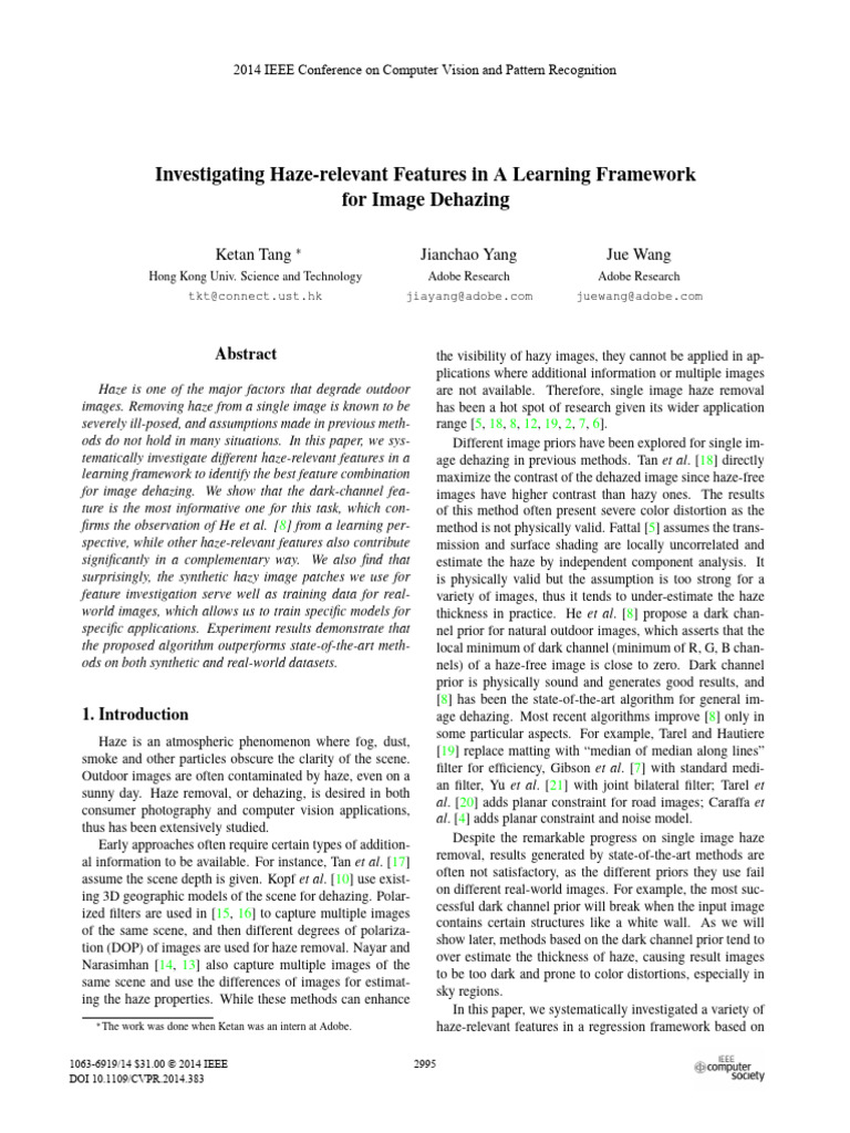 Tang 2014 | PDF | Mean Squared Error | Image Editing
