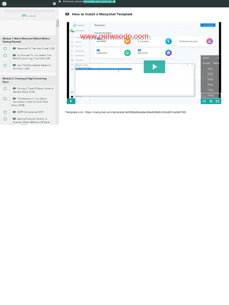 08-How To Install A Manychat Template - Ecom Inner Circle Program | PDF