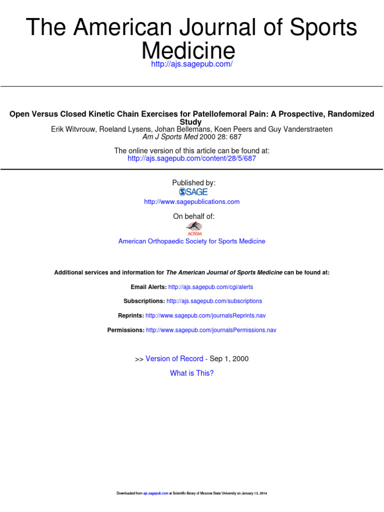 Open Versus Closed Kinetic Chain Exercises For Patellofemoral Pain ...