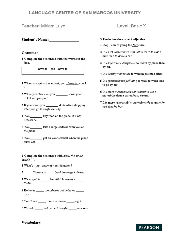 UNMSM - Basic X - Practice | PDF | Syntax | Linguistic Morphology