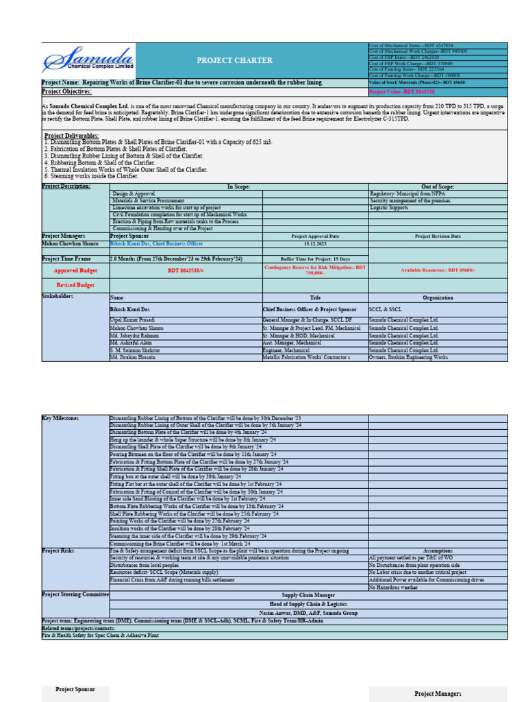 BOM & BOC - Brine Clarifier | PDF | Business Process | Materials