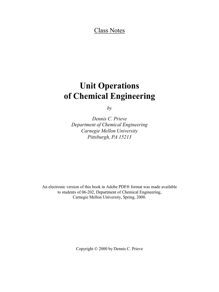D. Prieve - Unit Operations of Chemical Engineering | PDF