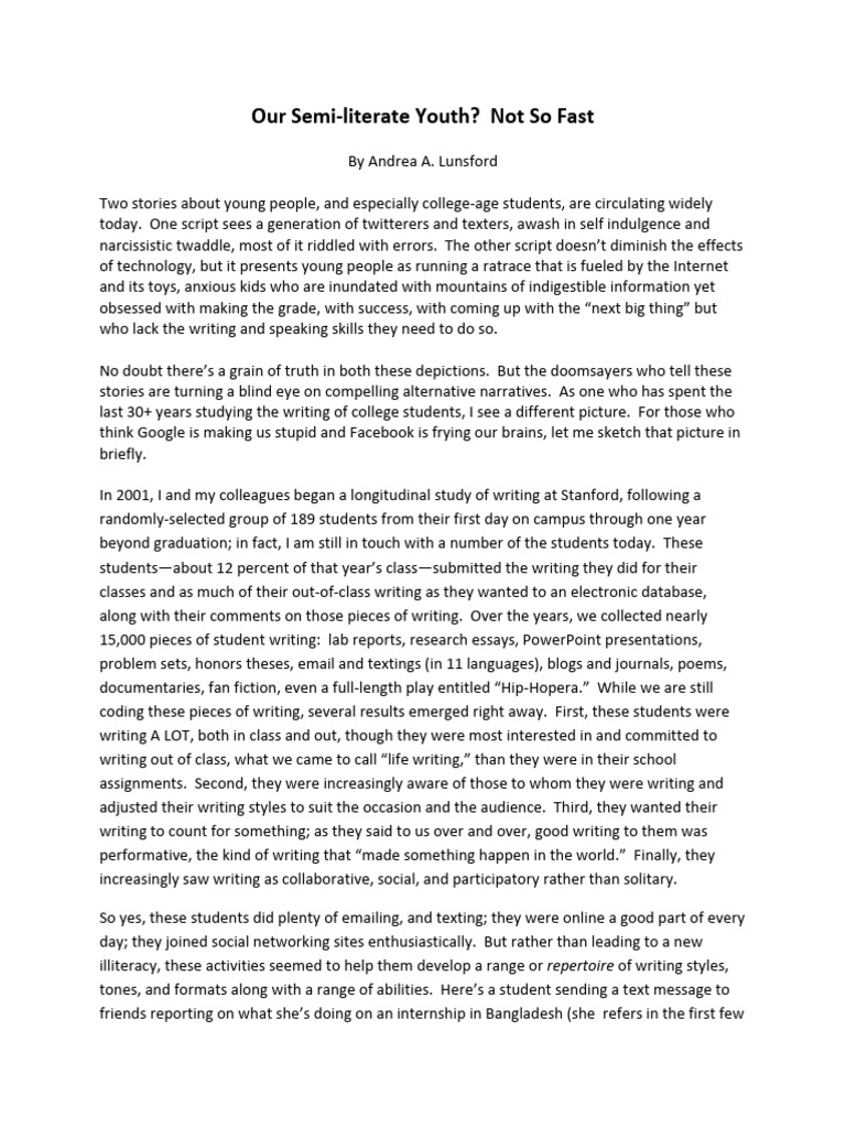 OPED Our Semi-Literate Youth | PDF | Computers