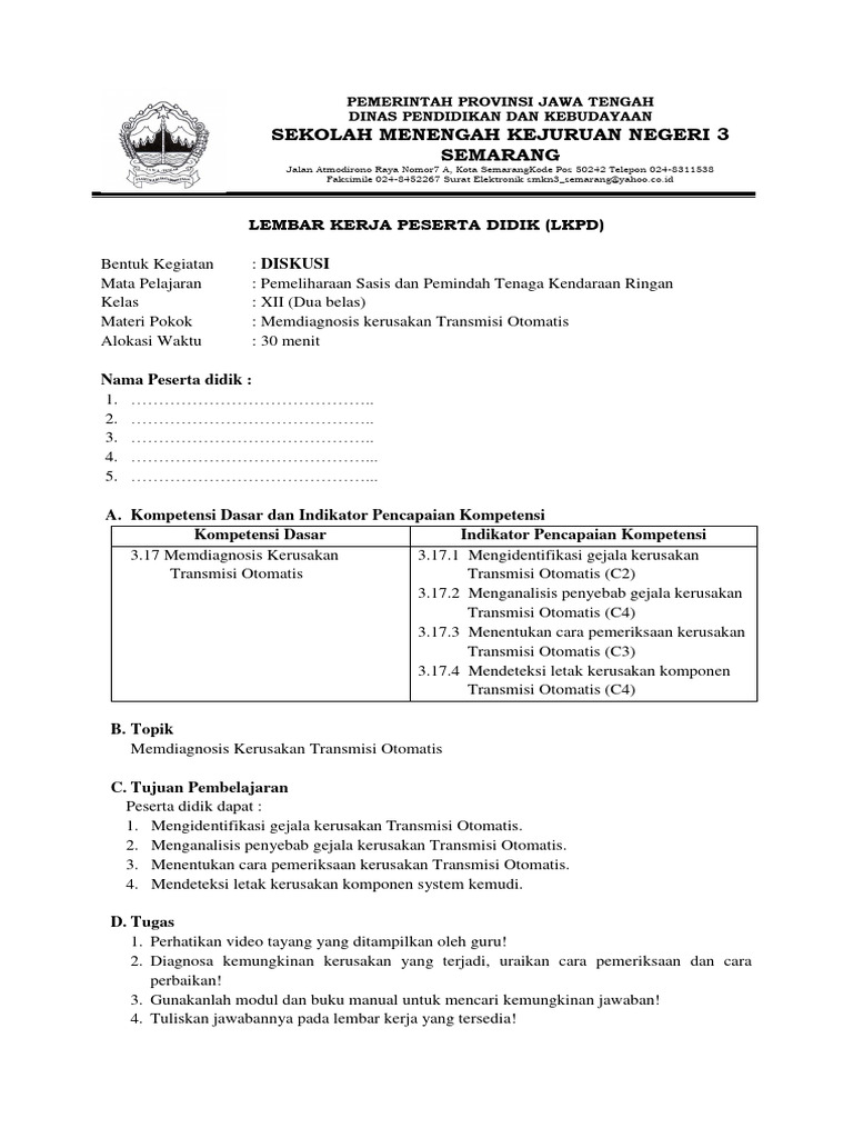 Contoh LKPD Diskusi | PDF
