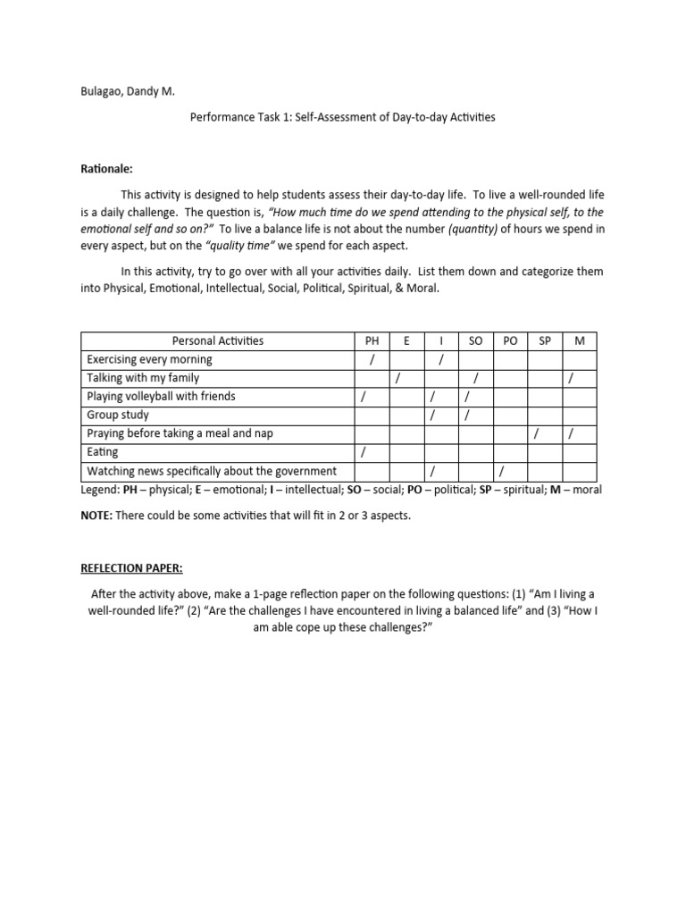 Performance Task 1 | PDF | Disciplines | Behavioural Sciences