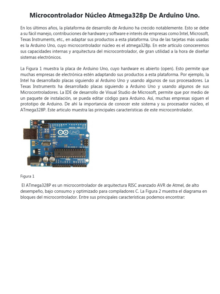 Microcontrolador Atmega328p ARQUITECTURA | PDF | Microcontrolador | Arduino