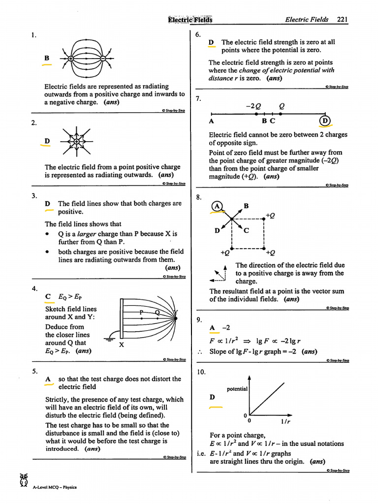 Electric Field & Potential MCQ (Ans) | PDF | Electric Field | Force