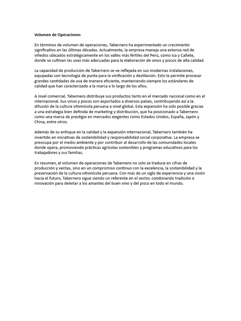 Volumen de Operaciones | PDF