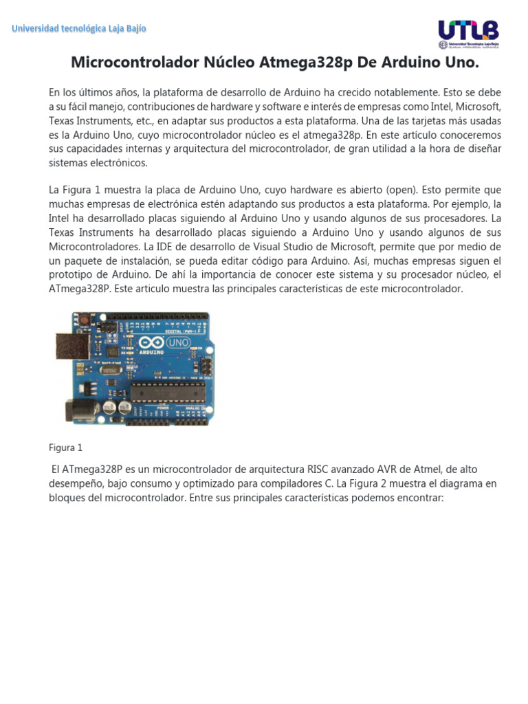 Microcontrolador Núcleo Atmega328p ARQUITECTURA | PDF | Microcontrolador | Arduino