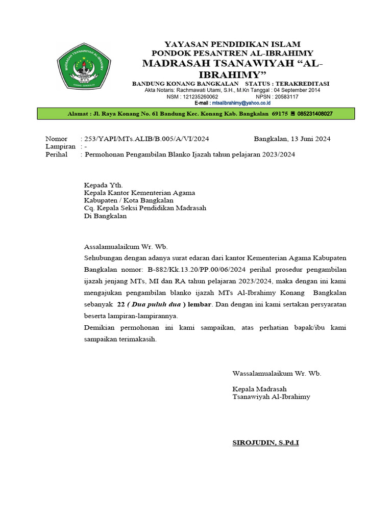 SURAT Permohonan Ijazah | PDF