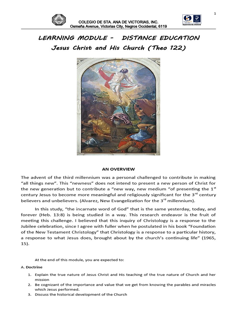 Theo 122 Module | PDF | Jesus | Christology