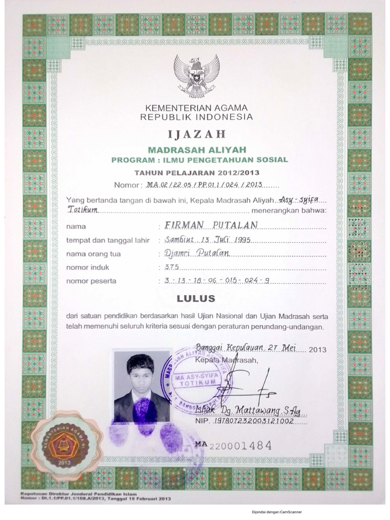 Ijazah Aliyah | PDF
