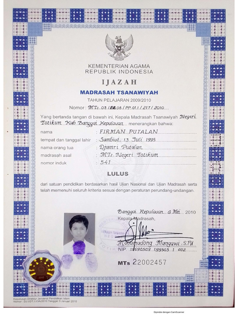 Ijazah MTs | PDF