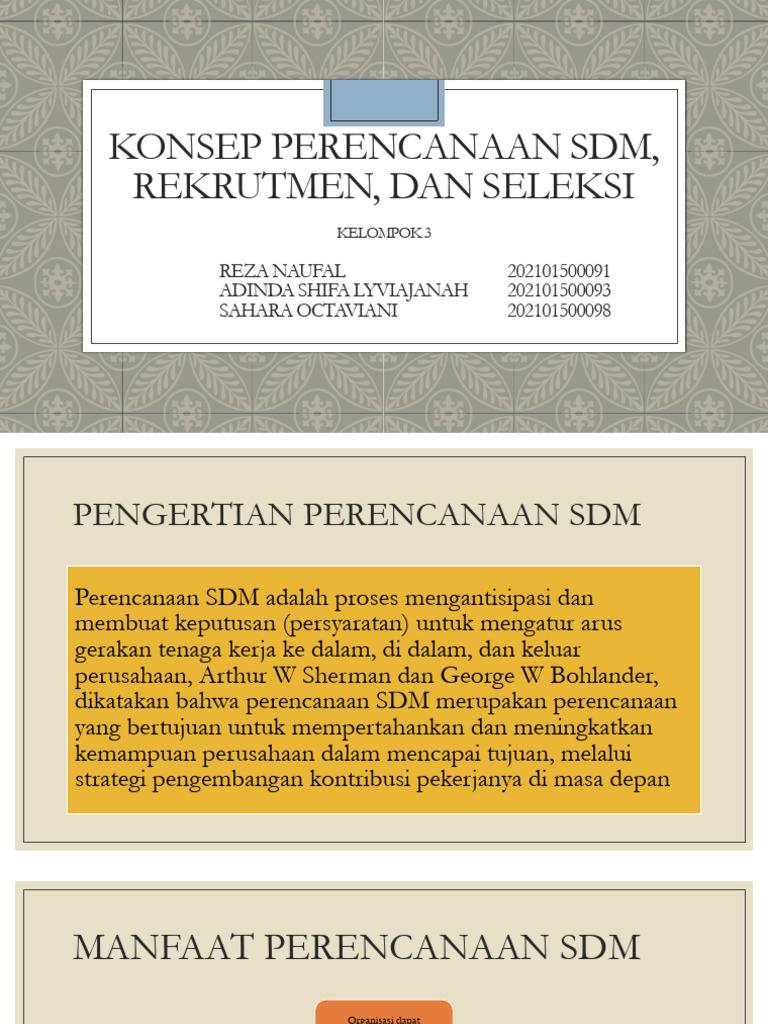 Konsep Perencanaan SDM, Rekrutmen Dan Seleksi-Kel 3 | PDF