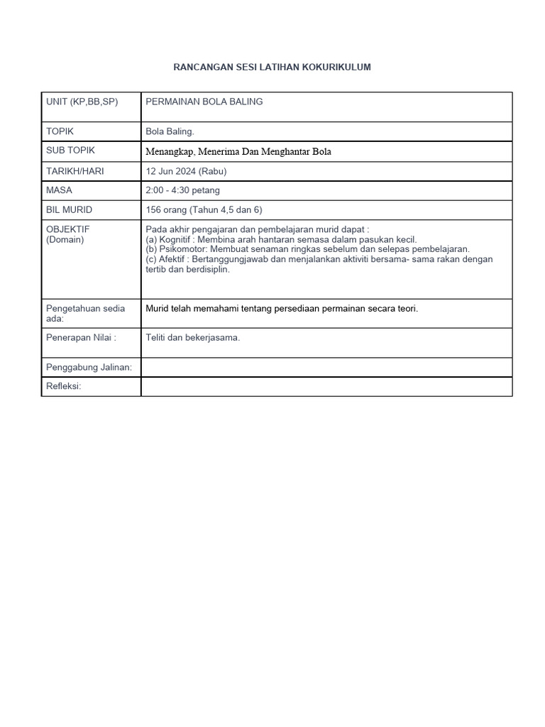 RPH - Bola - Baling - 12 Jun 2024 | PDF