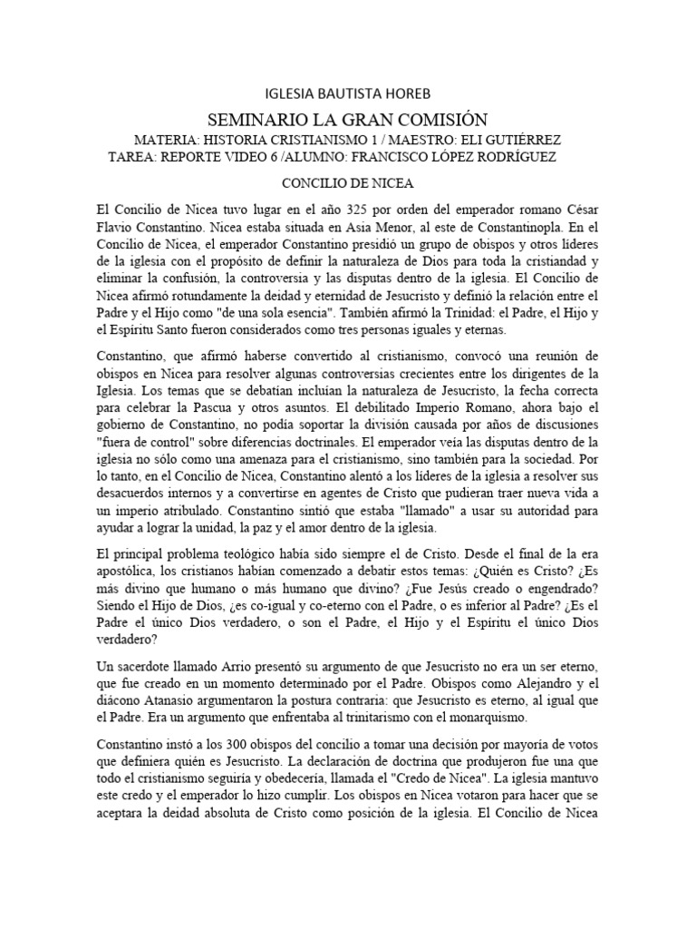 F Lopez R Hist Crist 1 Reporte Video 4 | PDF | Cristo (título) | Creencia y doctrina cristiana