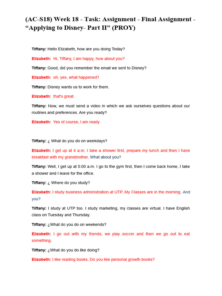 Applying To Disney - Part II" (PROY) | PDF