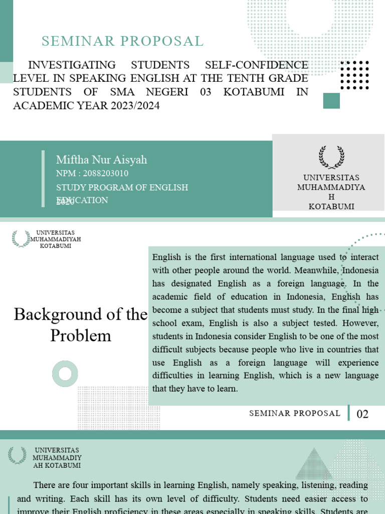 Hijau Minimalis Formal Seminar Proposal Presentasi | PDF | Statistics ...