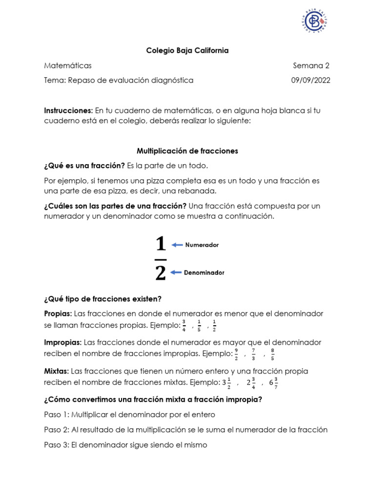 Multiplicación de Fracciones: Guía y Ejercicios | PDF | Multiplicación ...